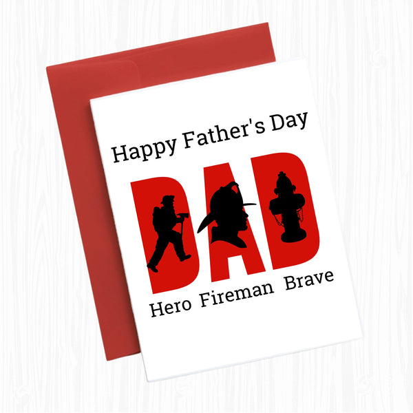 Happy Father's Day Firefighter Card, Hero, Fireman, Brave, Print at Ho ...
